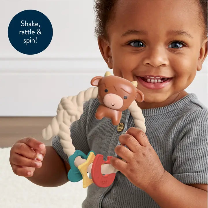 Itzy Silicone Teether Rattle - Highland Cow – Our New Baby! Inc