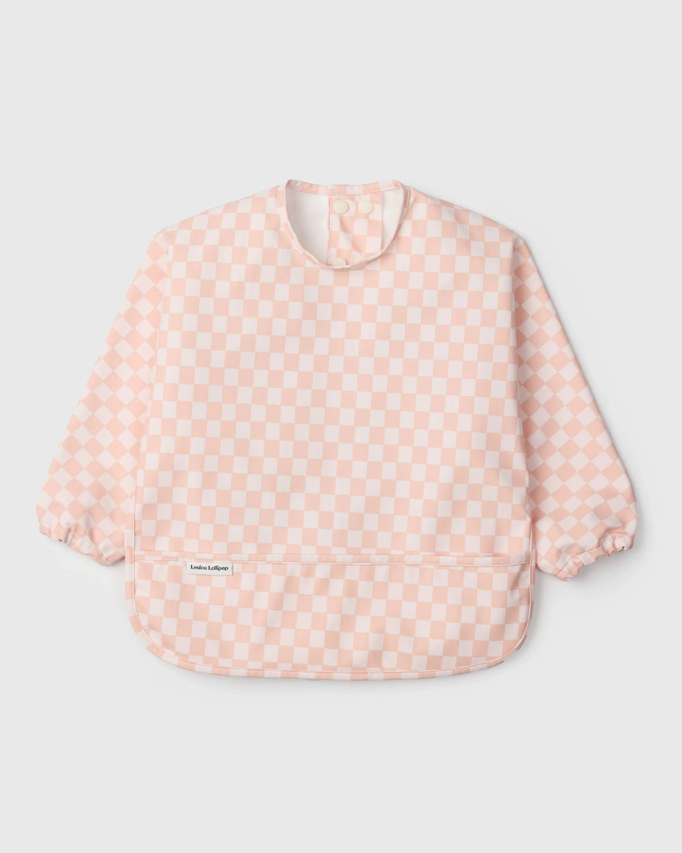 LouLou Lollipop Long Sleeve Waterproof Bib - Pink Checker – Our New ...